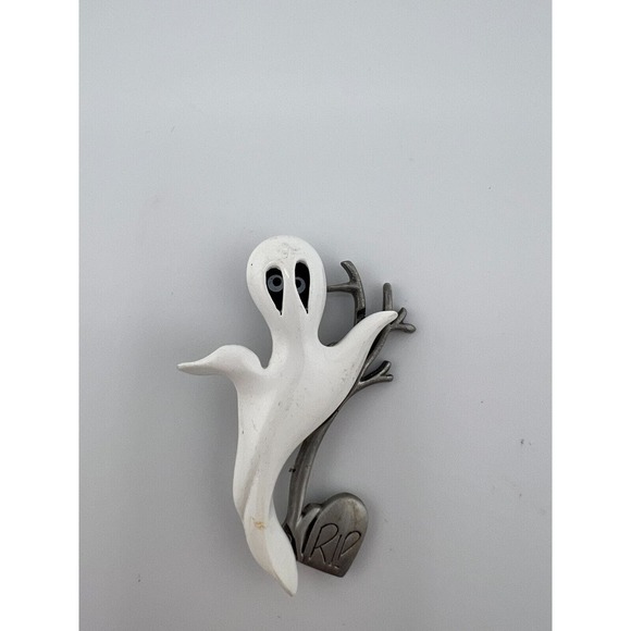 Unbranded | Jewelry | Vintage White Enamel Halloween Rip Spooky Ghost ...